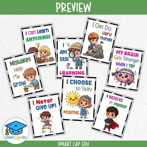Growth Mindset Posters for Kids | Positive Classroom Affirmations