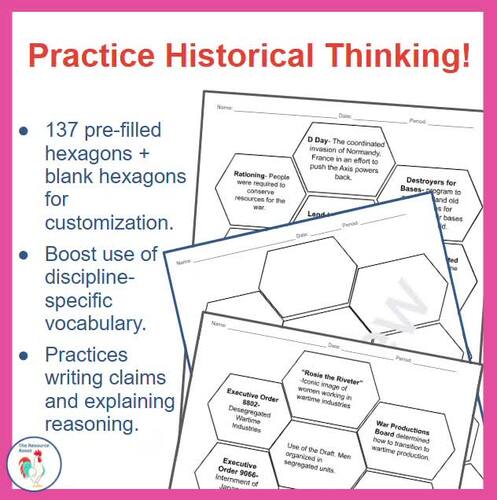 Hexagonal Thinking Activities Bundle: U.S. History Reconstruction- 20th ...