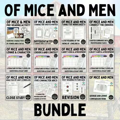 Of Mice and Men BUNDLE | Differentiated Close Study | Activities ...