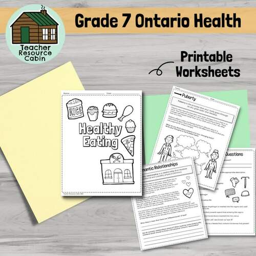 Grade 7 Ontario Health Workbooks by Teacher Resource Cabin | TPT