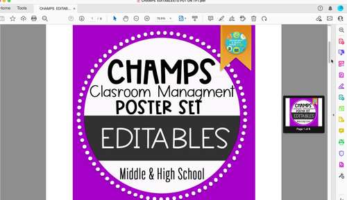 NEW! Champs Poster Set Classroom Management , Printable & Editable