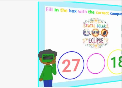 Solar Eclipse 2024 Math Comparing Numbers to 100 Boom Cards 1st Grade Math