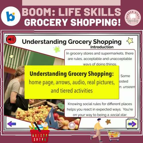 BOOM Cards Grocery Shopping Mixed groups Special Education Life skills