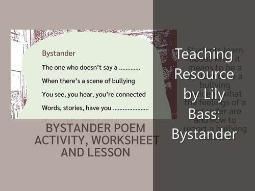 Bystander Poem Activity, Worksheet and Lesson (US) | TPT