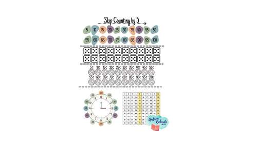 Skip Counting By 5 Poster and Clock Activity by Andrea Richards | TPT
