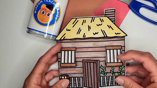 Thankgiving Pilgrim Craft Lift-a-Flap Pilgrim House by Wisdom Teaching Kids
