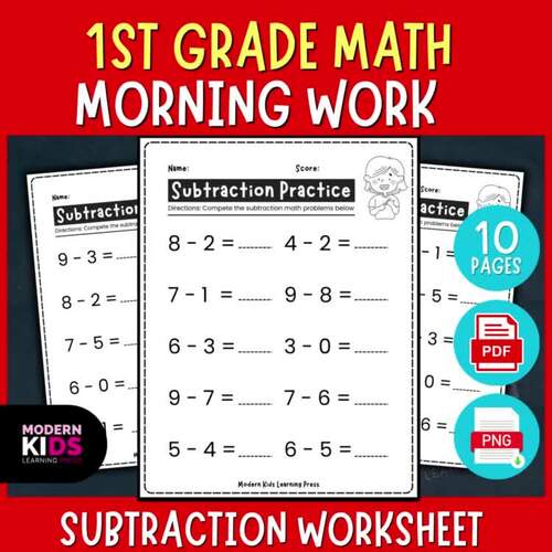 1st Grade Math Morning Work - Subtraction Worksheet by ModernKids ...