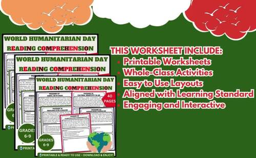 World Humanitarian Day Reading Comprehension Worksheets, 6th 7th 8th ...