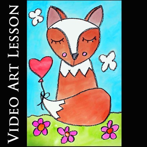 FOX with a HEART BALLOON Art Lesson | VALENTINE'S DAY Drawing ...