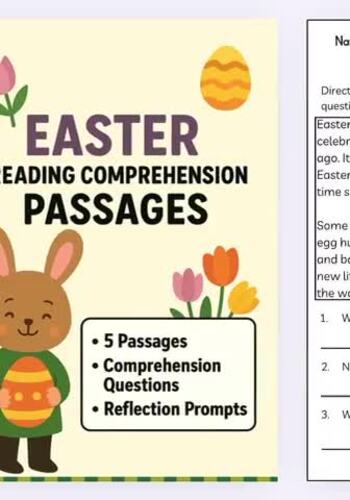 Easter Reading Comprehension Packet with Writing and Math by ...
