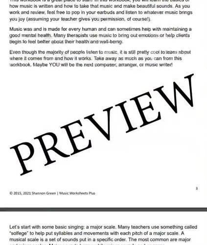 Music Workbook for Beginners - Music Theory - Music Classroom Worksheets