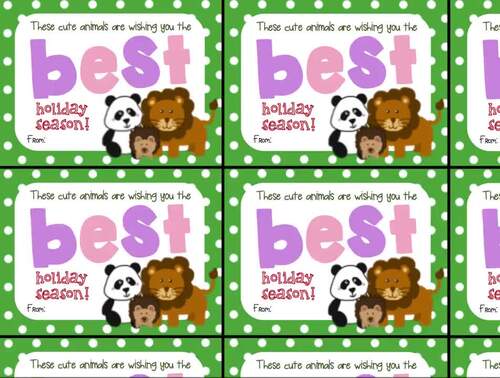 Cute Animal Crackers Winter Holiday Gift Tag- These cute animals are ...