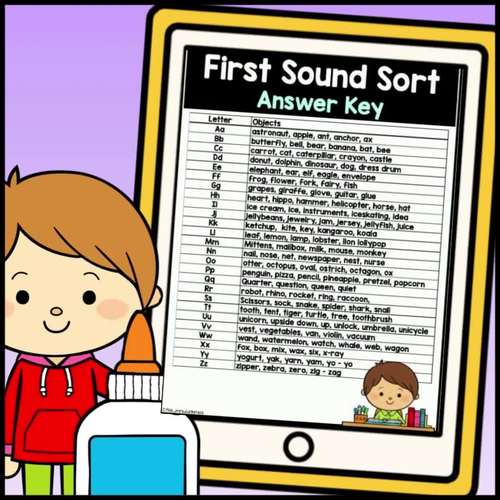 Beginning FIRST Sound ALPHABET Craftivity KINDERGARTEN WORKSHEETS No Prep