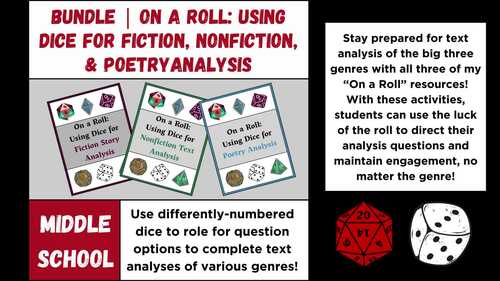 BUNDLE | On a Roll: Using Dice for Text Analysis (Fiction, Nonfiction ...