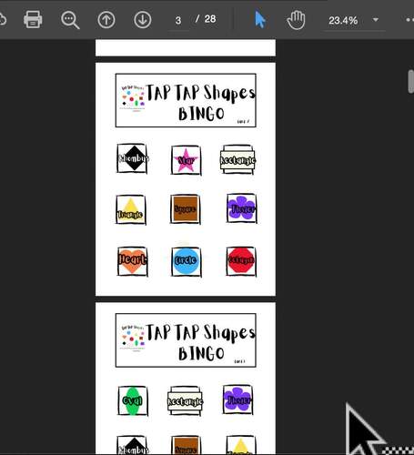 TAP TAP BINGO BUNDLE! All 4 sets: Colors,Shapes,Farm Animals, and Foods.