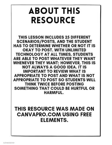 To Post or Not to Post on Social Media for Teens-Worksheets | TPT