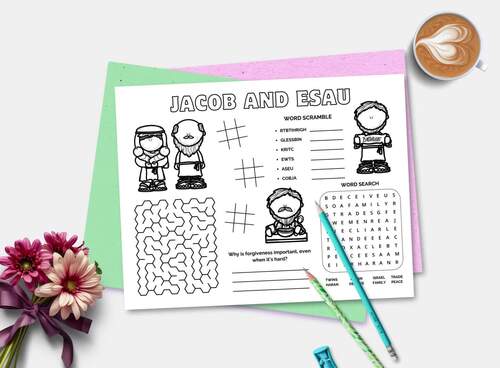 Jacob and Esau, Bible Story Activity Sheet, Sunday School | TPT
