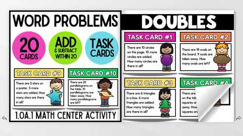 1st Grade | Doubles Word Problems | Task Cards | 2D Shapes | TPT