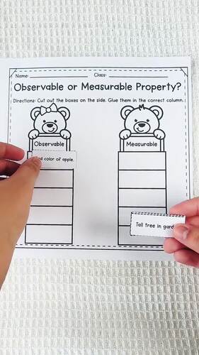 Observable or Measurable Property? – Cut and Paste Sorting Activity