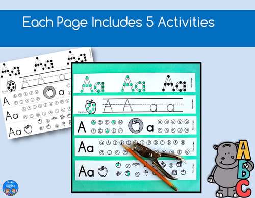 Hole Punch Alphabet Letter Worksheets by Books and Giggles | TPT