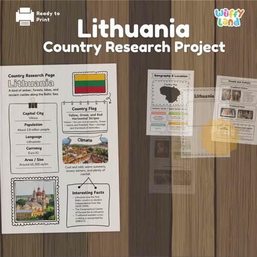 Lithuania Country Study Bundle | Geography Research, Coloring Pages ...