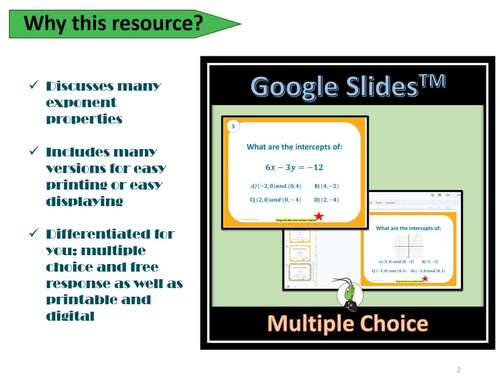 Intercepts from a Linear Graph and Standard Form Algebra 1 Task Cards ...