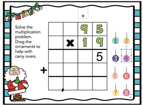 Christmas 2 Digit by 2 Digit Multiplication Google Slides and Worksheets