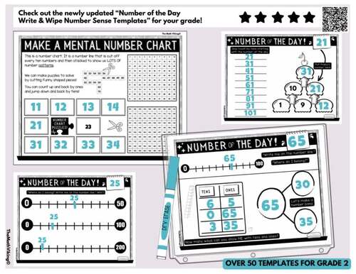 NO PREP Number of the Day Write & Wipe Number Sense Templates NOTD Grade 2