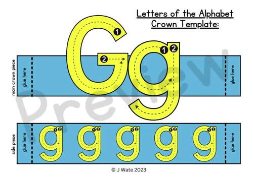 Alphabet Letter Gg Crown Craft Activity & Animal Headbands for Kindergarten