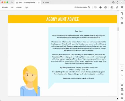 ESL Upper Intermediate Lesson: Reading Exercise to Practise Agony Aunt ...