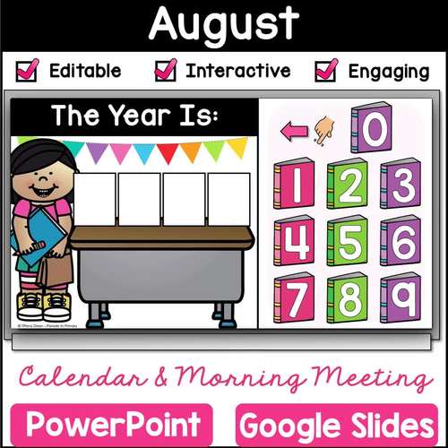 DIGITAL August Calendar & Morning Meeting - PowerPoint & Google Slides ...