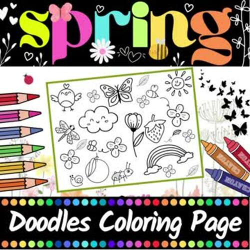 Spring Coloring sheets | spring doodle coloring pages | spring break packet