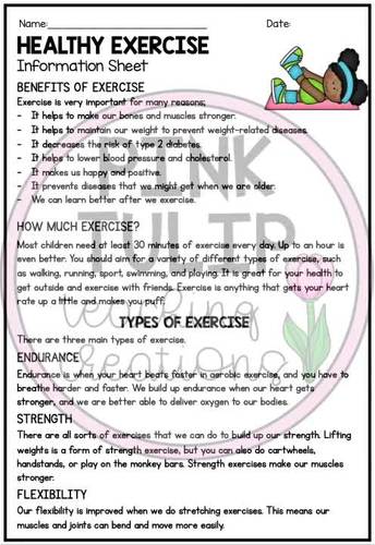 Healthy Living Reading Comprehension Pack by Pink Tulip Teaching Creations