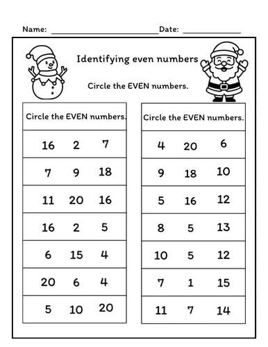 Winter Odd & Even Numbers Worksheets – 10 Printable Math Practice Pages ...
