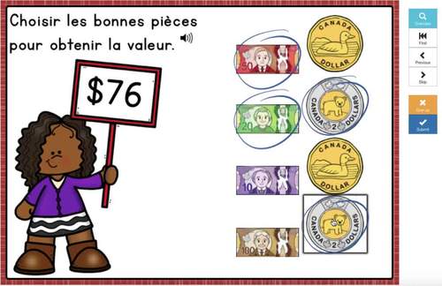 Canadian Money to $100 up to 50 dollars French Digital Boom Cards