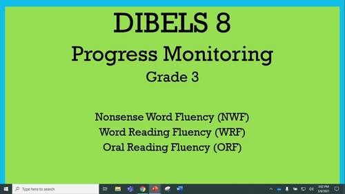 DIBELS 8 Progress Monitoring Grade 3 (Forms 1-20) by Peaceful Classroom