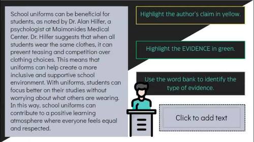 Identifying Claim & Evidence -Google Slides by Love and Literacy Lane