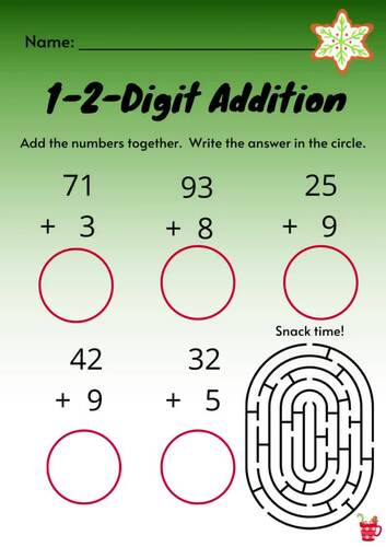 2-Digit Christmas Addition Worksheets | Double Digit Addition | 10 PAGES