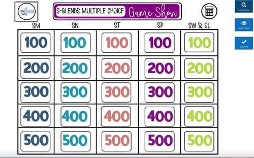 S Blends Articulation BOOM Cards™ Game Show | S Blend Trivia Game Speech