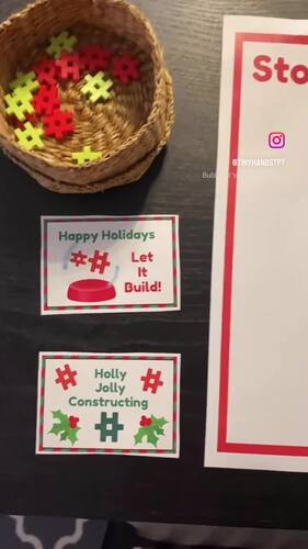 Hashtag blocks Christmas Task Cards & Winter Stem bin Activities. Plus ...