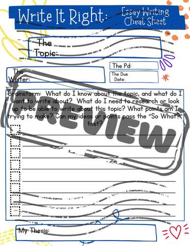 The Easiest Essay Ever Worksheet by The Sporty English Teacher | TPT