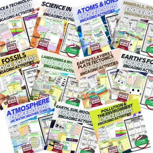 Landforms & Topography Activities, Landforms & Topography Choice Board