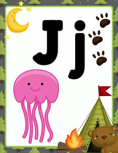 Camping Theme Alphabet Posters For Bulletin Board Classroom Decor
