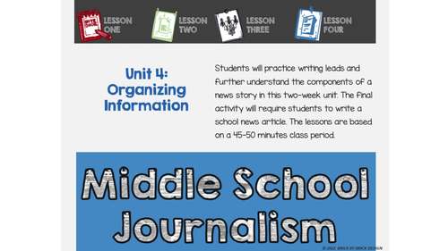 Middle School Journalism Unit 4 Lessons by Brick by Brick Designs