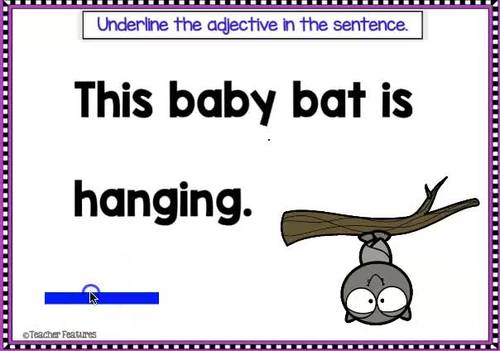 HALLOWEEN Grammar Review BOOM CARDS ADJECTIVES with GIFS October Activities