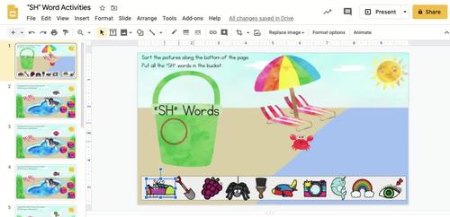 Summer "SH" Word Activities for Google Classroom by Kinder Obsessed