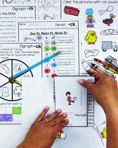 CK Digraph Activities - NO PREP - Digraph CK Worksheets & Digraph Games