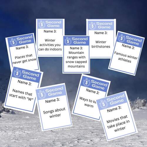 Winter 5 Second Game, Winter Games, Snow Season Classroom Trivia Games