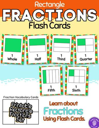 Visual Fraction Mastery: Rectangle Fractions Flash Cards by Purple Print