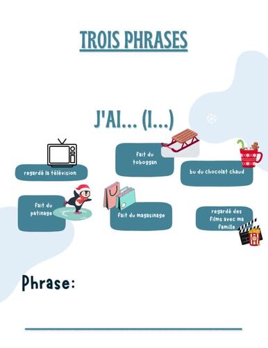 Pendant les vacances d'hiver - New Year French Holiday Writing Activities